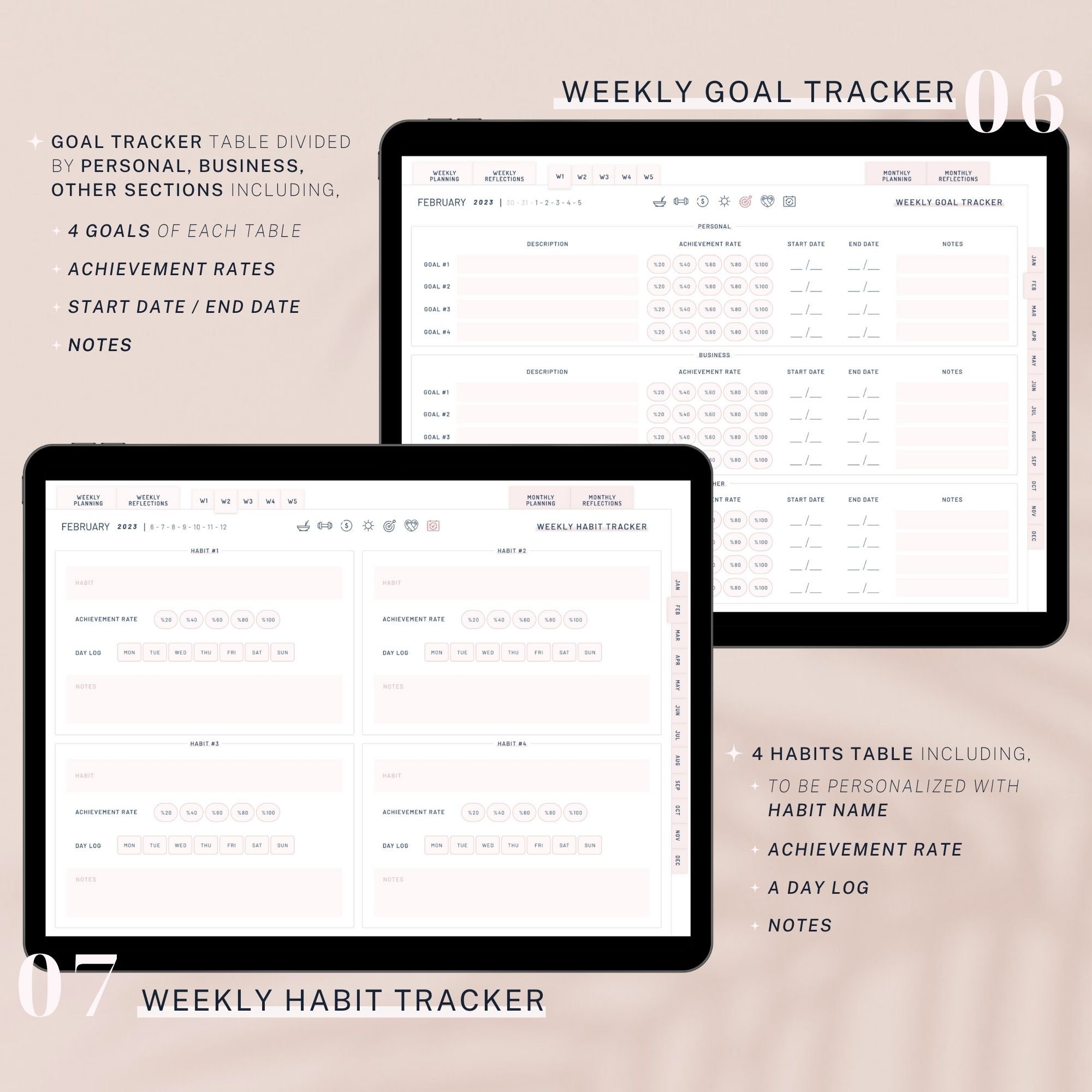 2023 Monthly Weekly Lifestyle Digital Planner Weekly Meal - Etsy