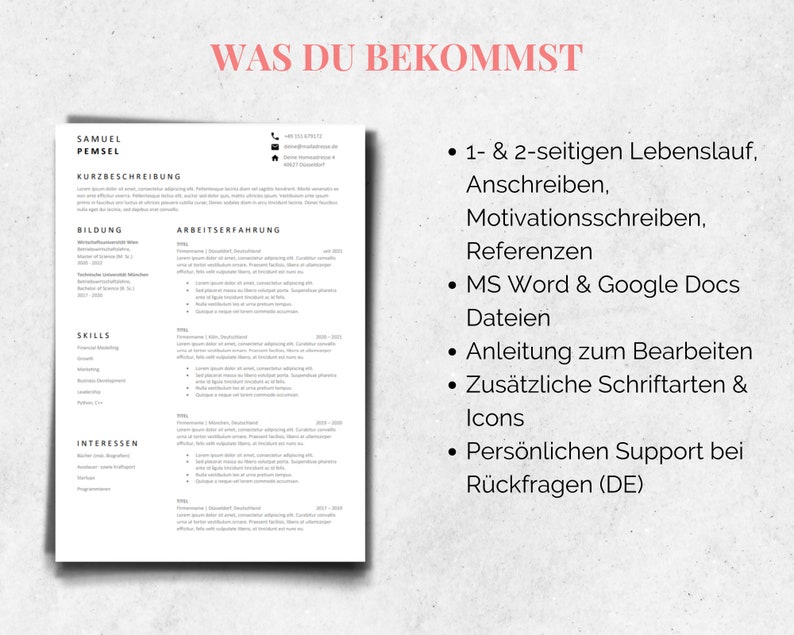 Resume Cover Letter Template Word Professional Resume Design - Etsy