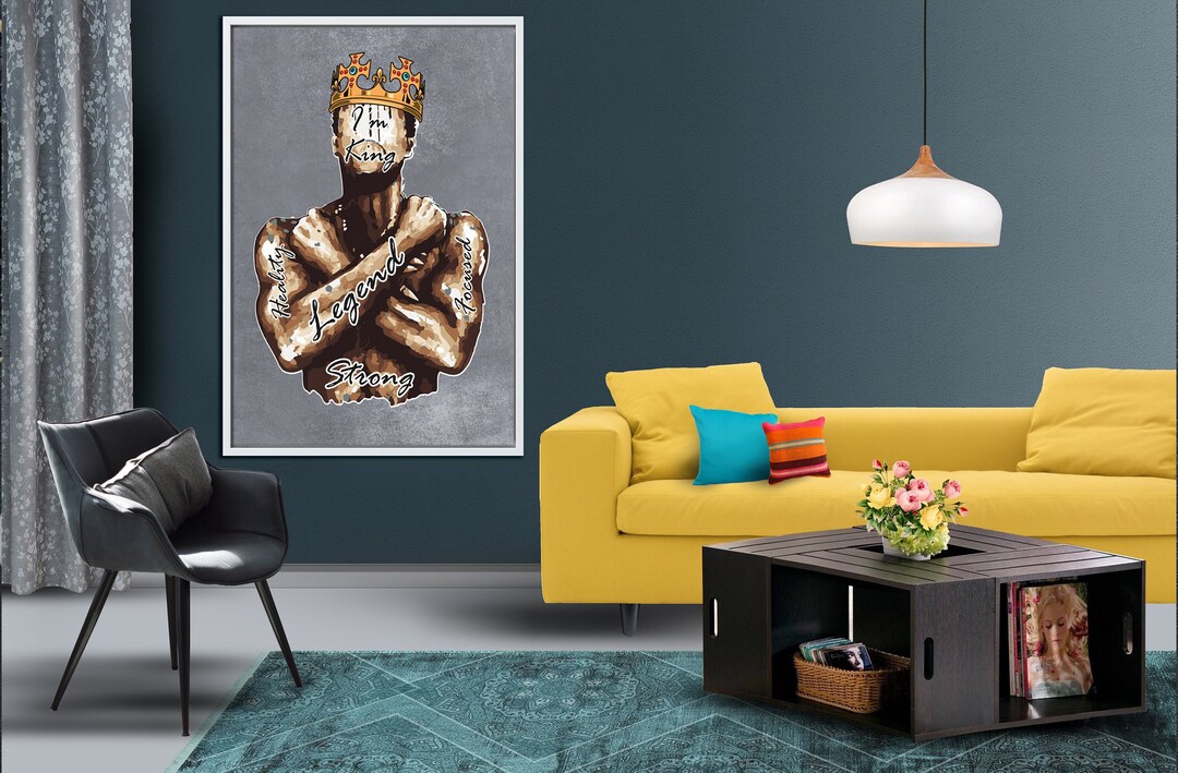 Black Man Wall Art, African American Man Poster, Black Men I Am Empowered King Painting Poster ...