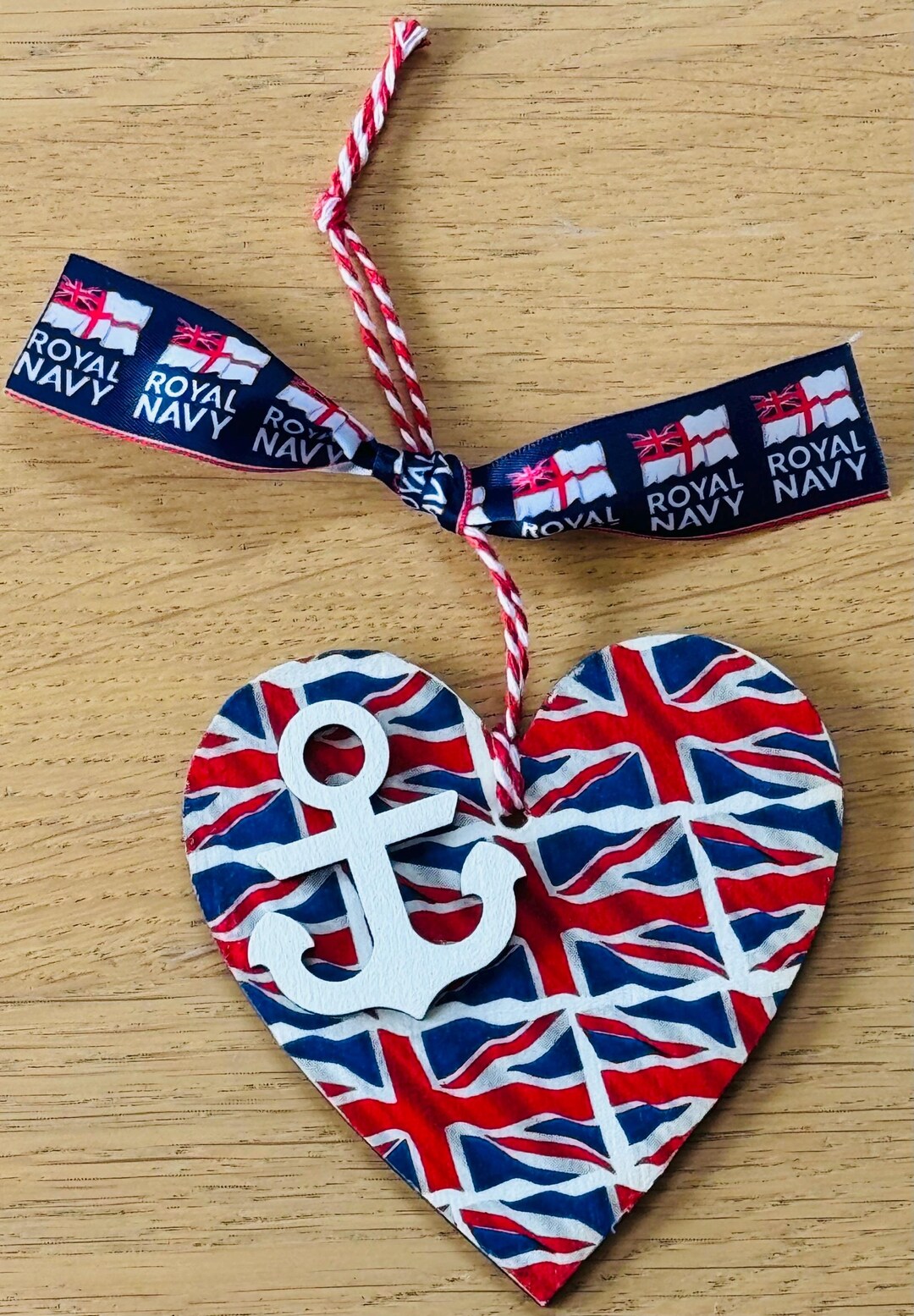 Union Jack Royal Navy Theme Hanging Heart Decoration - Etsy