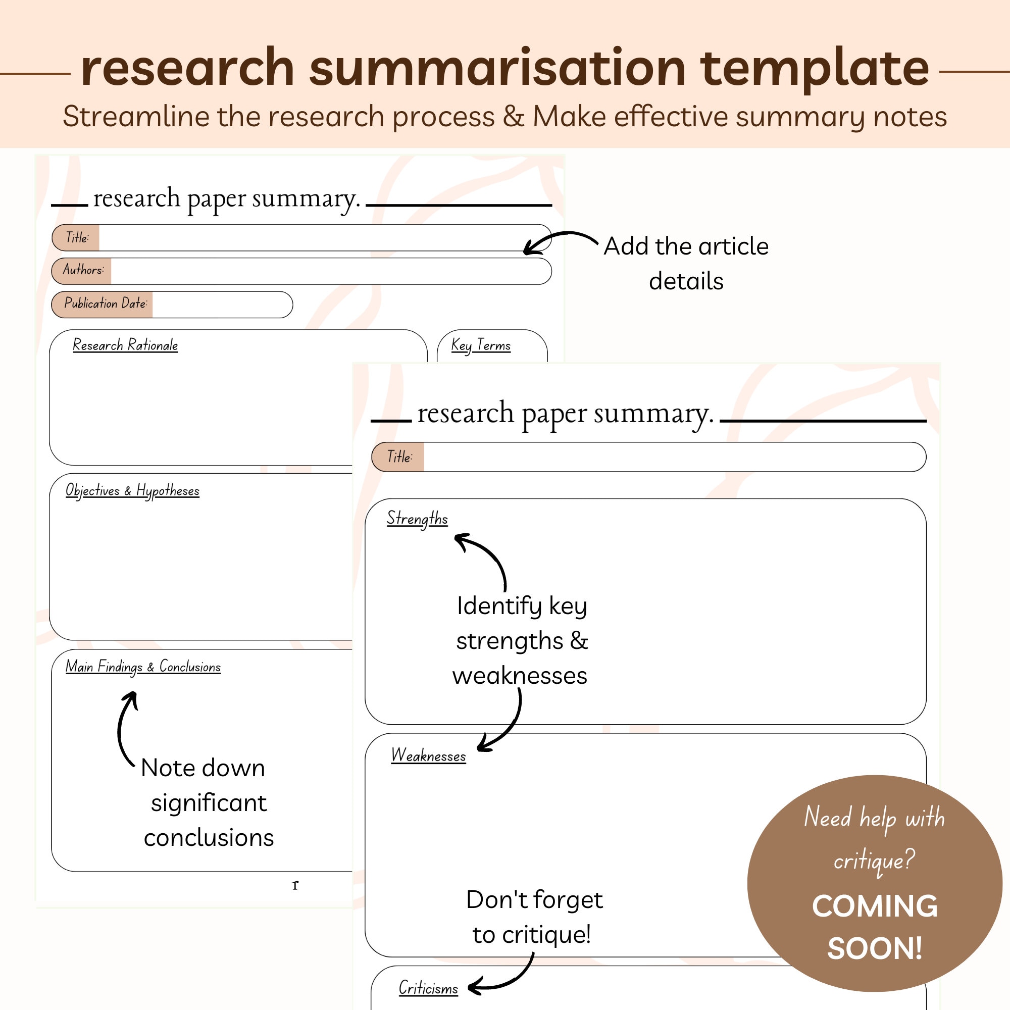 Research Article Summary Sheets for Students | PDF Download for Print ...