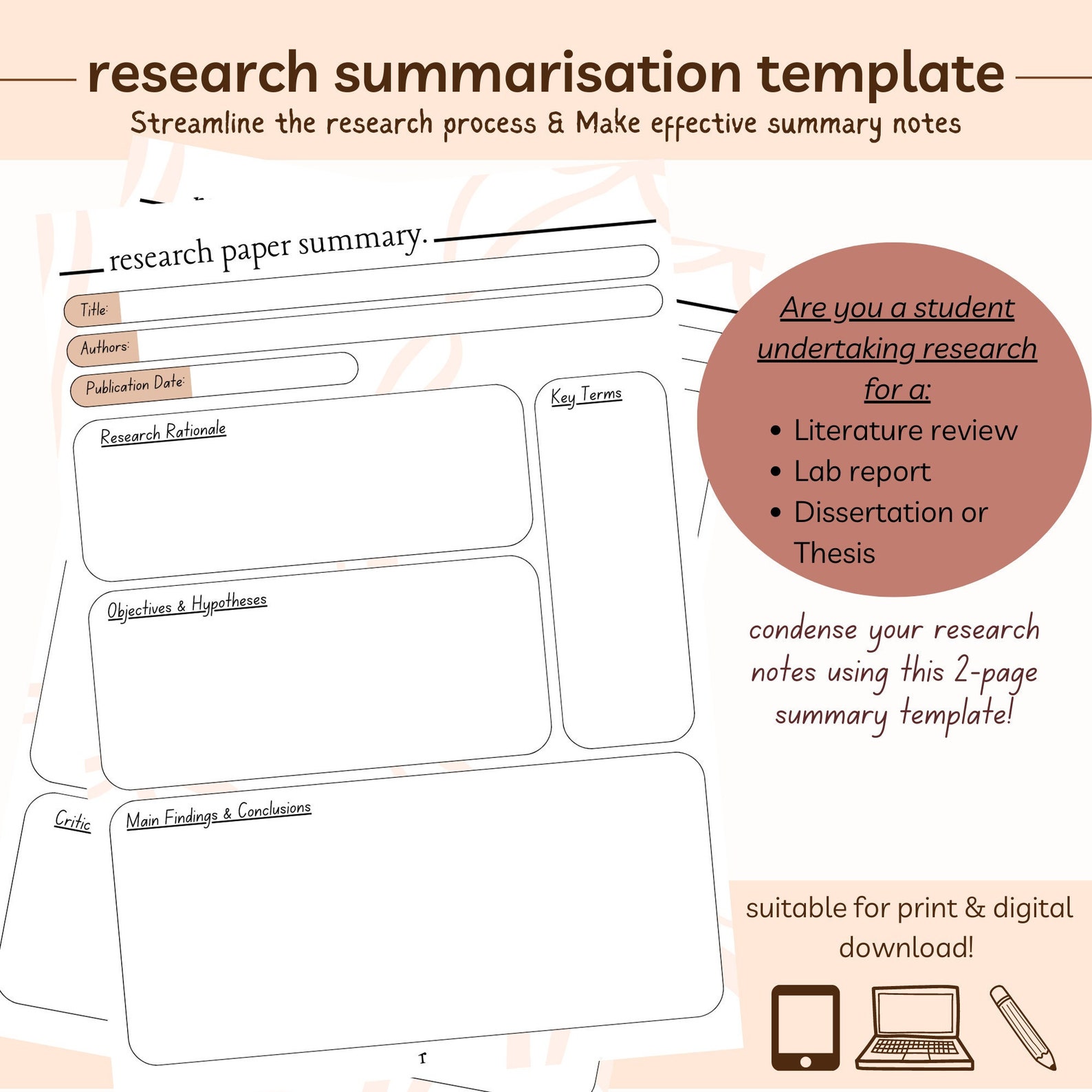 Research Article Summary Sheets for Students | PDF Download for Print ...