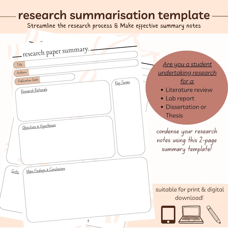 Research Article Summary Sheets for Students | PDF Download for Print ...