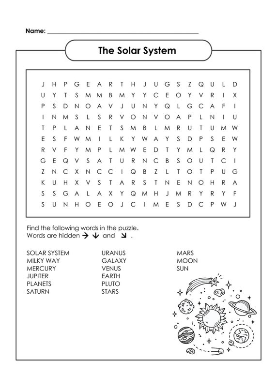 Hojas De Trabajo Del Sistema Solar Elemental