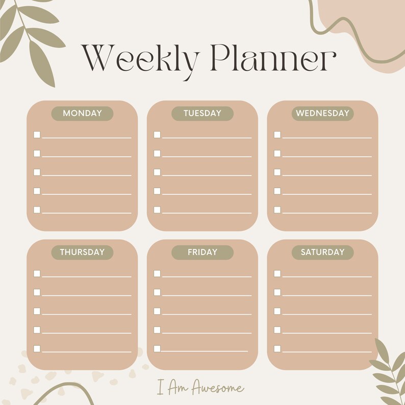 Weekly Planner Digital Download in Earthy Natural Tones. - Etsy