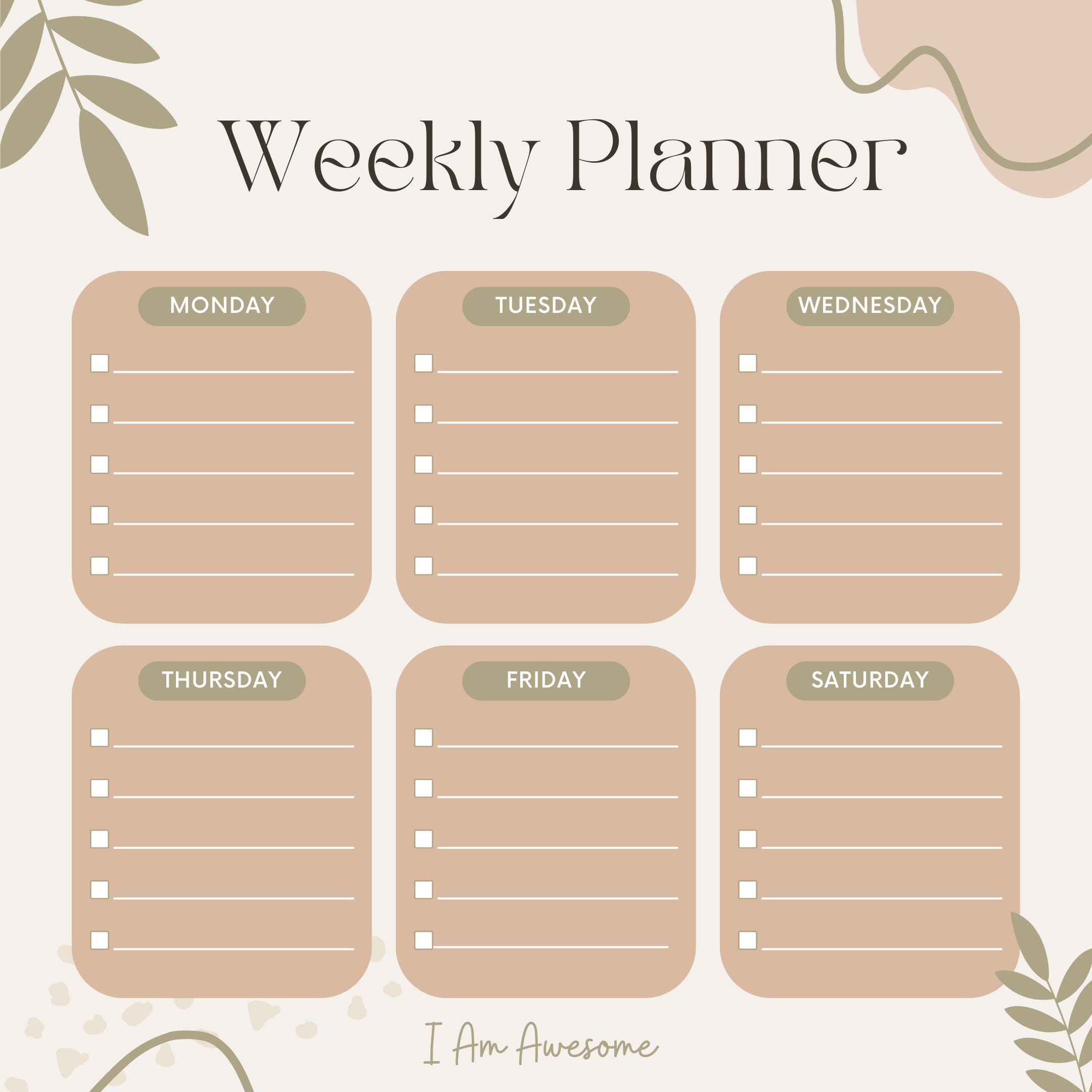 Weekly Planner Digital Download in Earthy Natural Tones. - Etsy