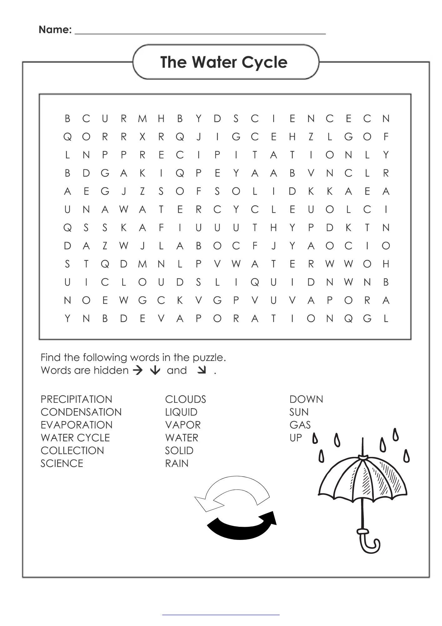 The Water Cycle Word Search Digital Download - Etsy UK