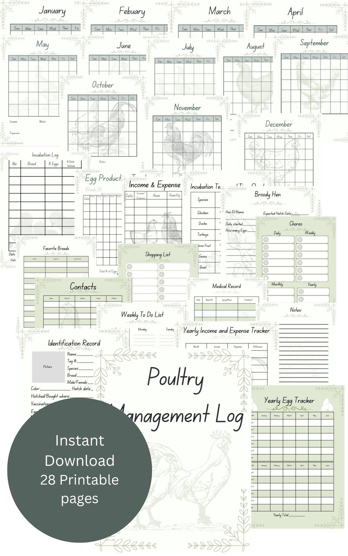 Poultry Management Log, Poultry Record, Poultry Keeping Printable. - Etsy