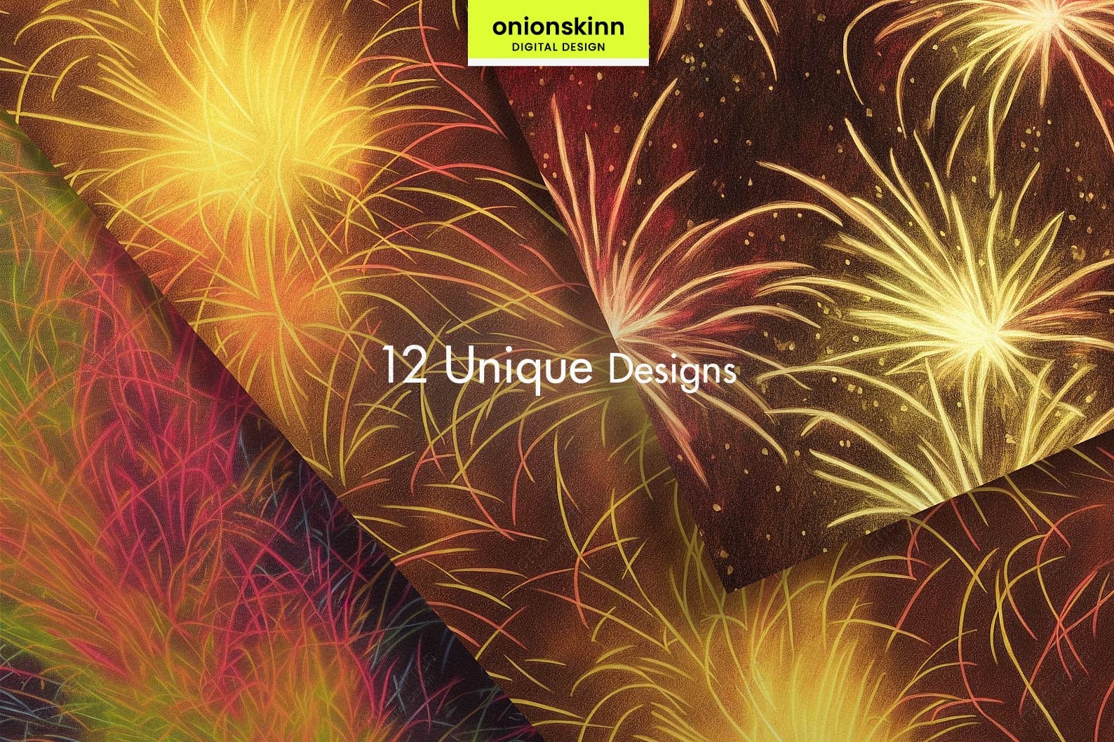 Fireworks DIGITAL SEAMLESS PAPER Light Effect New Year’s Eve 4 of July ...