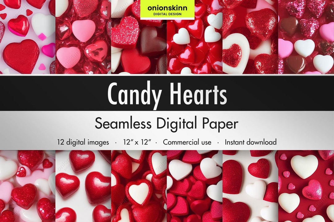 Candy Hearts DIGITAL SEAMLESS PAPER Romantic Love Valentine Chocolate ...