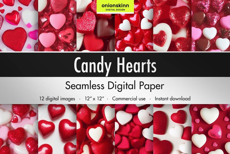 Candy Hearts DIGITAL SEAMLESS PAPER Romantic Love Valentine Chocolate ...