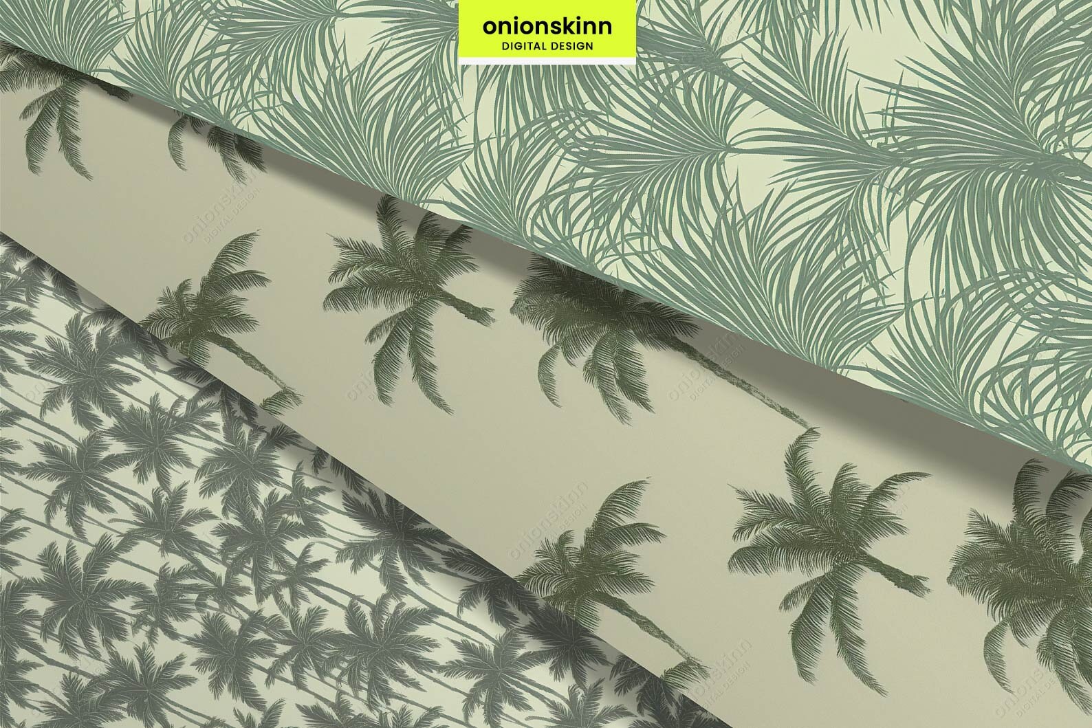 Retro Palms DIGITAL SEAMLESS PAPER Palm Trees Plants Leaves Greenery ...