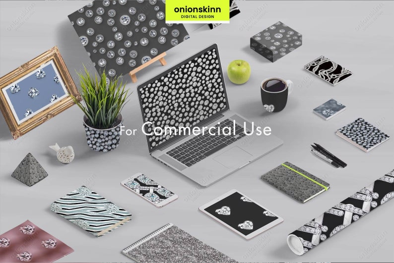 Diamond Sparkle DIGITAL SEAMLESS PAPER Hearts Gemstones Glitter ...