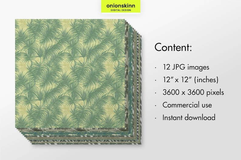Retro Palms DIGITAL SEAMLESS PAPER Palm Trees Plants Leaves Greenery ...