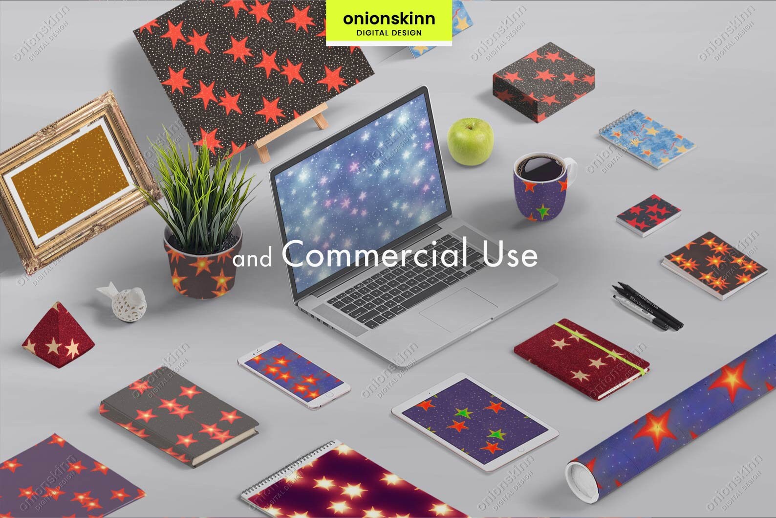 Star Patterns DIGITAL SEAMLESS PAPER Christmas New Year Holiday ...