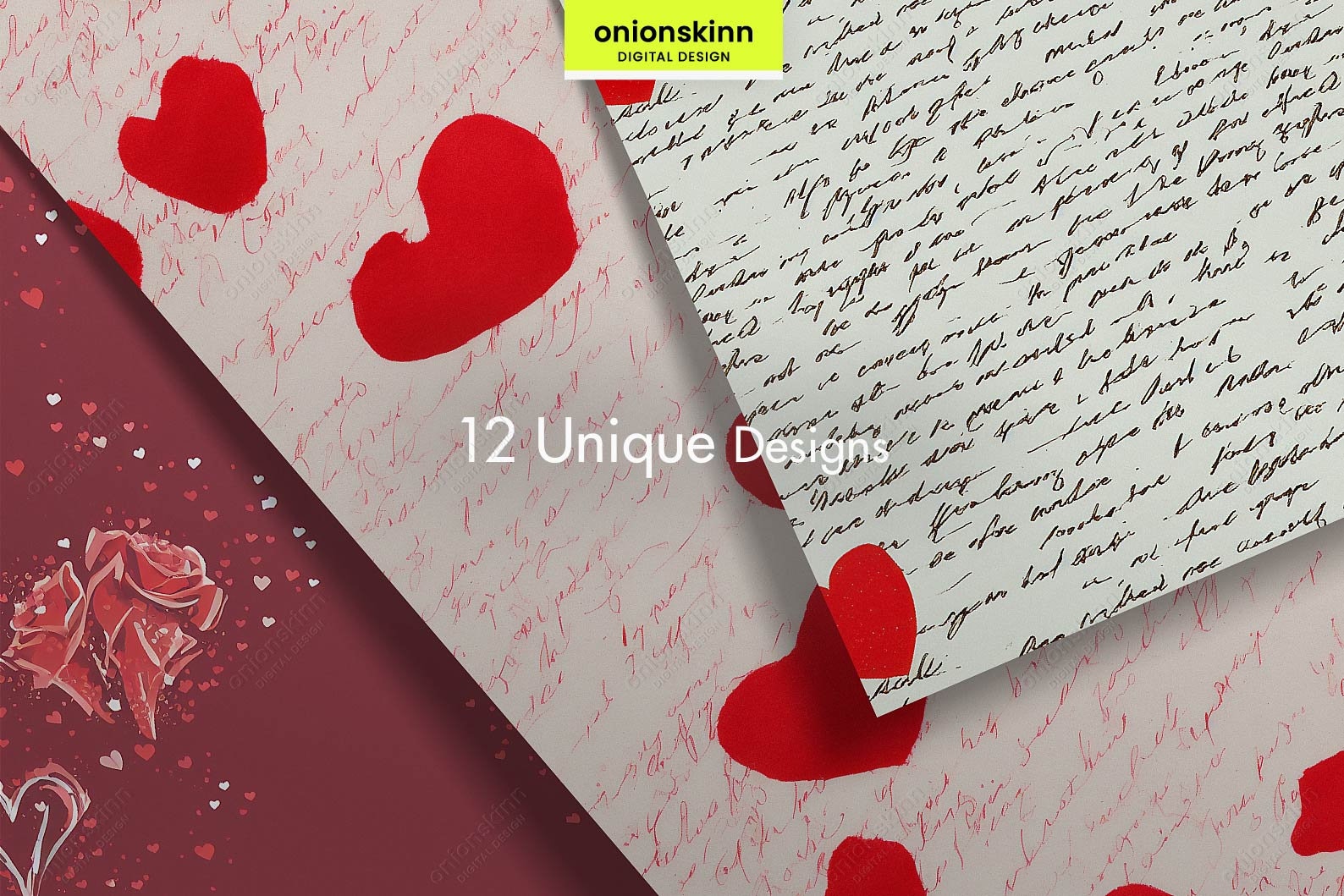 Love Letter DIGITAL SEAMLESS PAPER Romantic Hearts Words Retro Poem ...