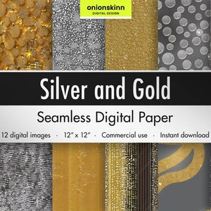 Silver and Gold DIGITAL SEAMLESS PAPER Luxe Elegant Glitter Sequin ...