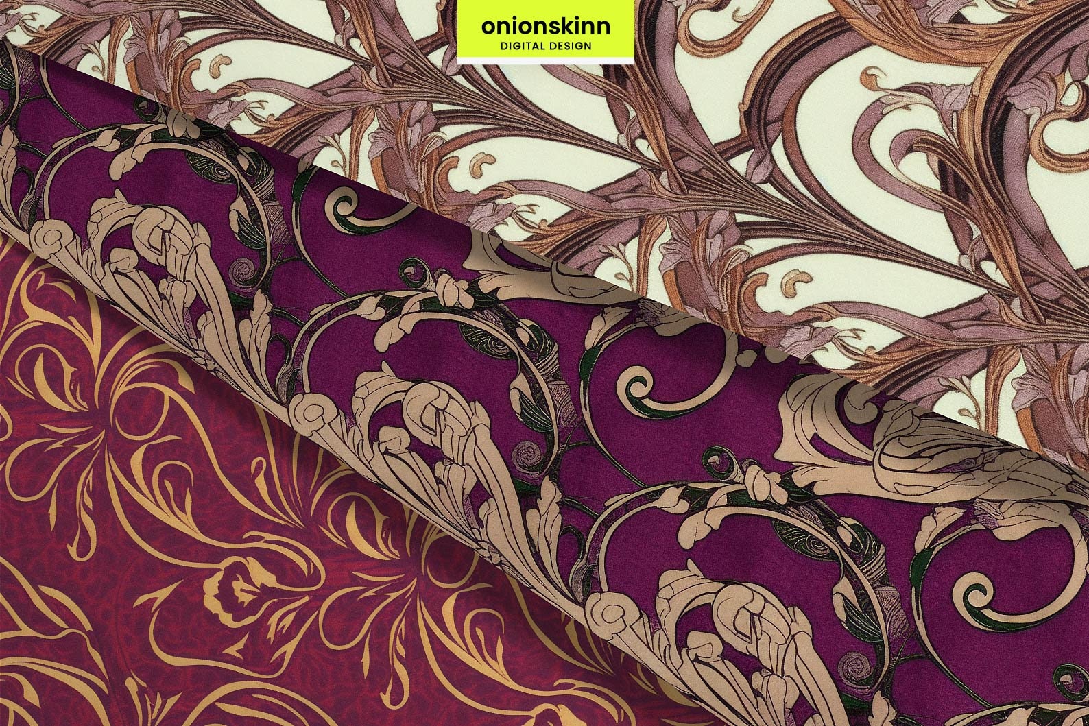 Vintage Patterned DIGITAL SEAMLESS PAPER Green Brown Floral Patterns ...