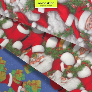 Santa Claus DIGITAL SEAMLESS PAPER Father Christmas Red Whimsical Fun ...