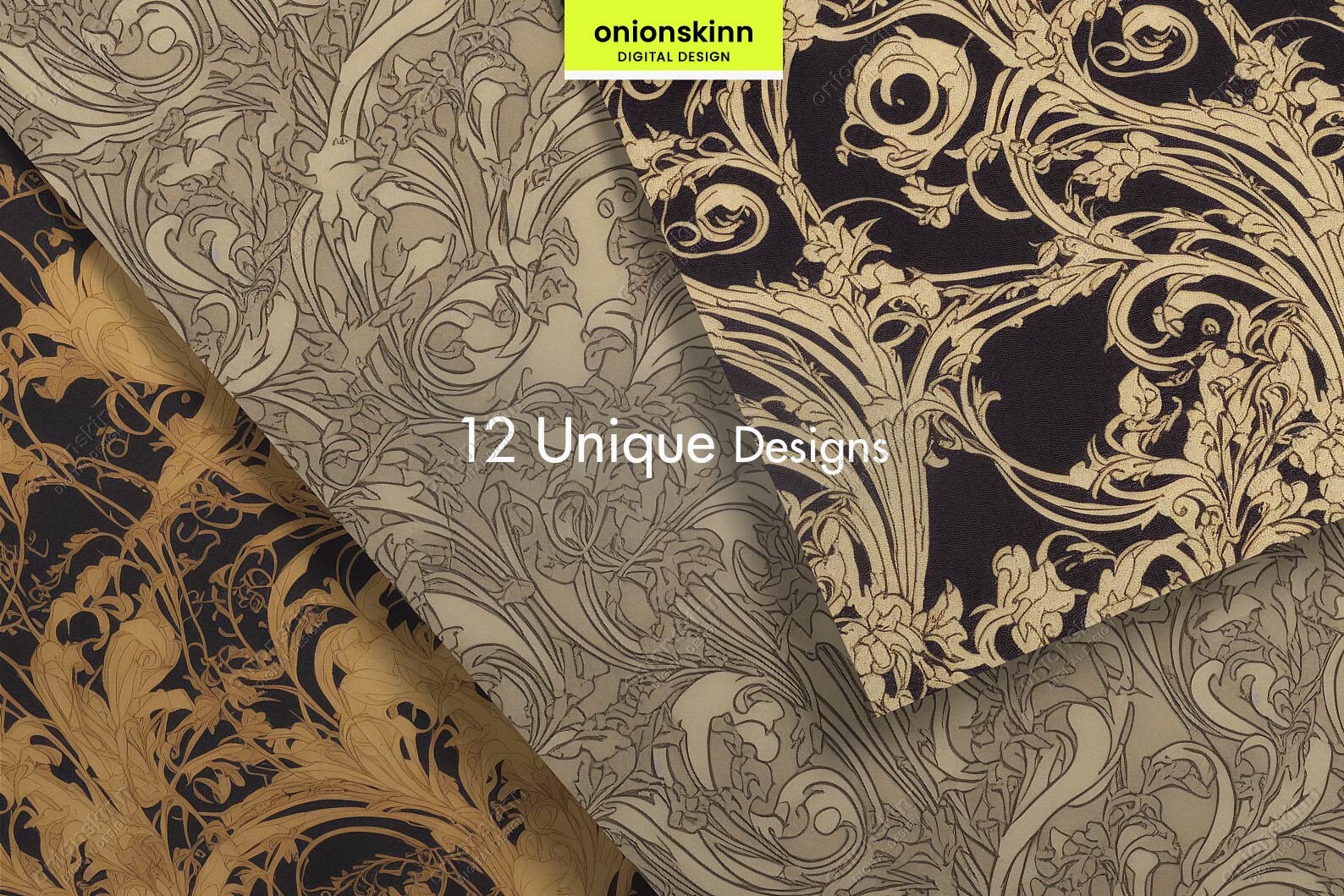 Vintage Patterned DIGITAL SEAMLESS PAPER Green Brown Floral Patterns ...