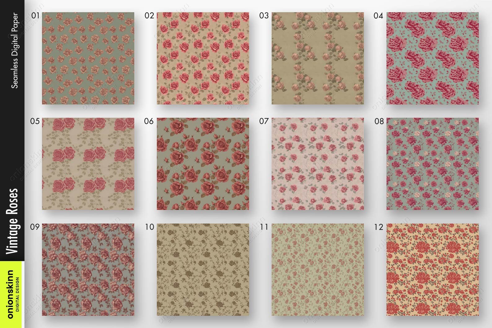 Vintage Roses DIGITAL SEAMLESS PAPER Shabby Chic Floral Spring Retro ...
