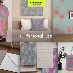 Pastel Floral DIGITAL SEAMLESS PAPER Pink Purple Watercolor Minimal ...