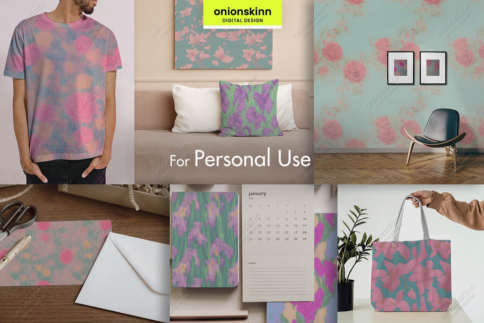 Pastel Floral DIGITAL SEAMLESS PAPER Pink Purple Watercolor Minimal ...