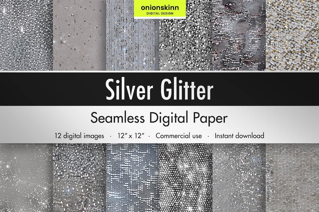 Silver Glitter DIGITAL SEAMLESS PAPER Sparkle Twinkle Shimmer Glint ...