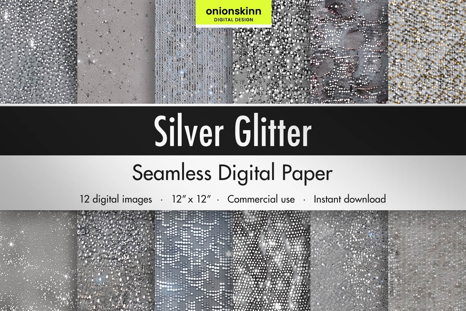 Silver Glitter DIGITAL SEAMLESS PAPER Sparkle Twinkle Shimmer Glint ...