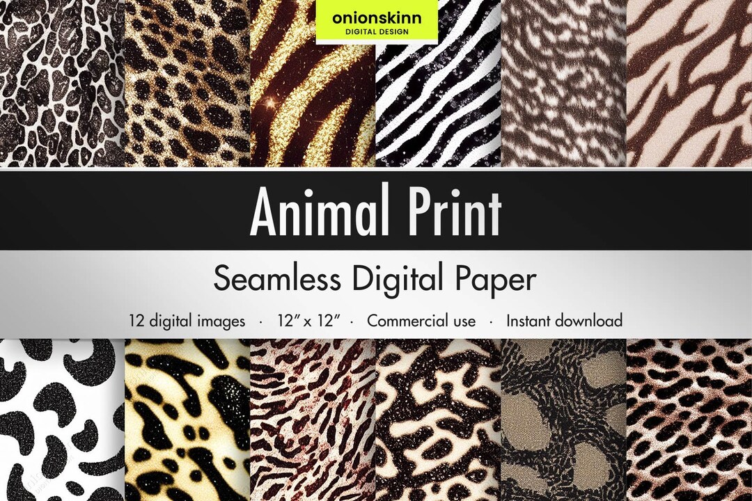 Animal Print DIGITAL SEAMLESS PAPER Zebra Leopard Tiger Giraffe Safari ...