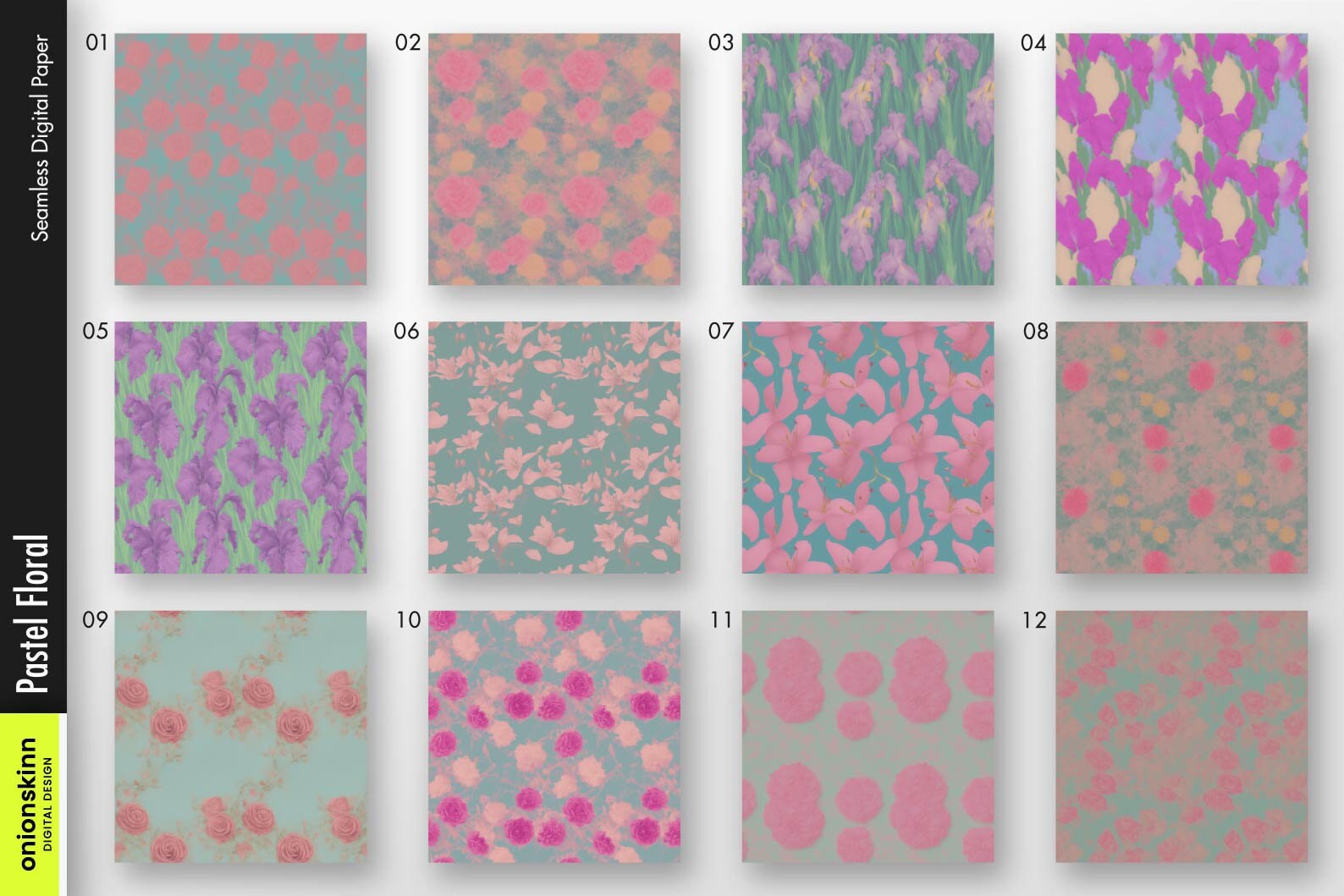 Pastel Floral DIGITAL SEAMLESS PAPER Pink Purple Watercolor Minimal ...
