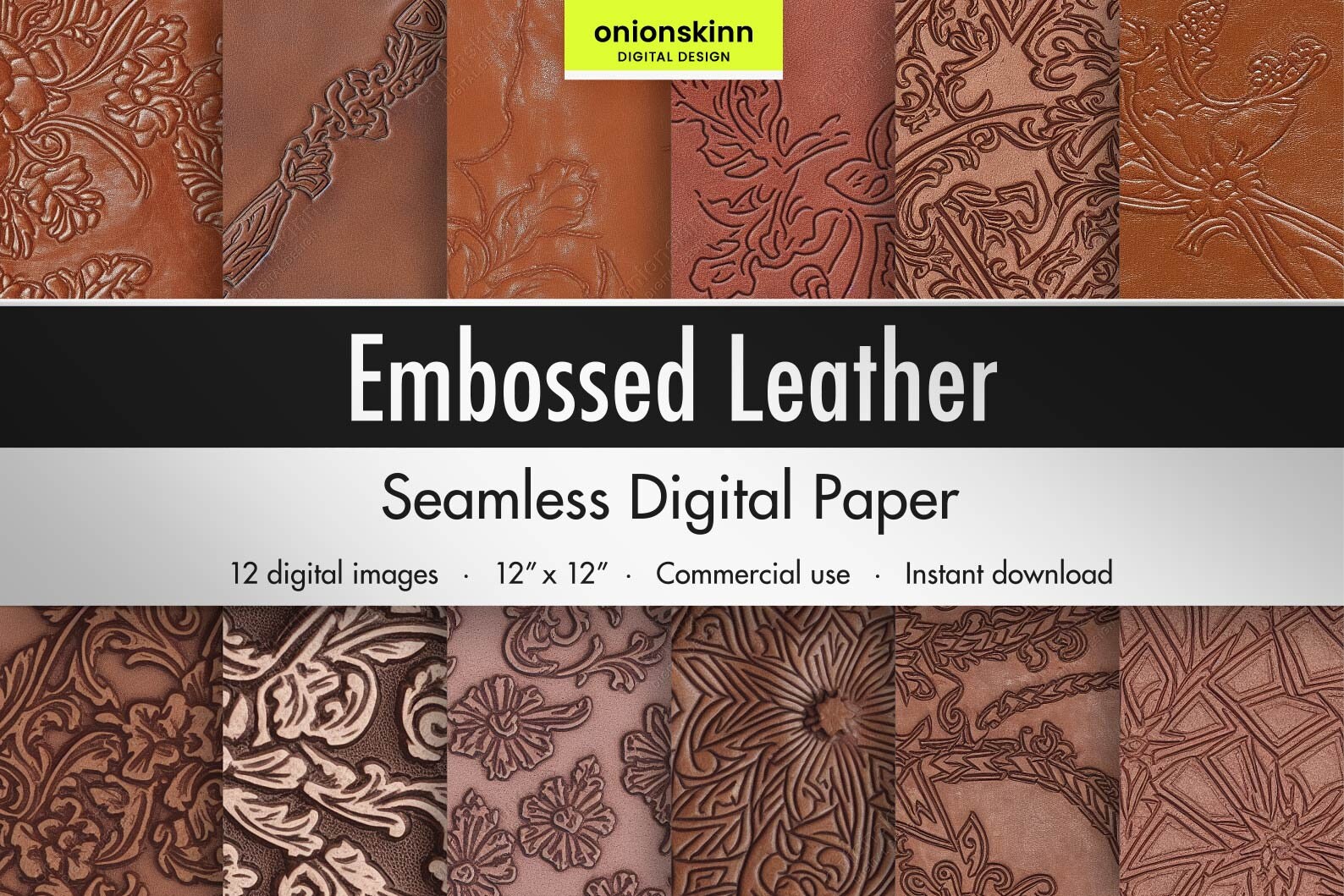 Embossed Leather DIGITAL SEAMLESS PAPER Neutral Brown Terracotta Floral ...