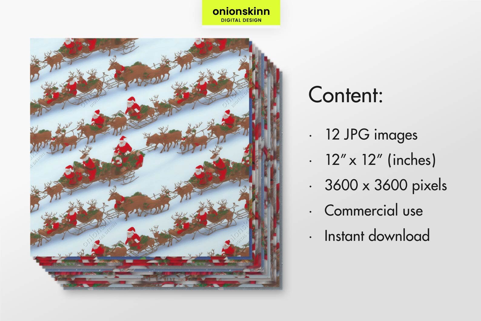 Santa Claus DIGITAL SEAMLESS PAPER Father Christmas Red Whimsical Fun ...