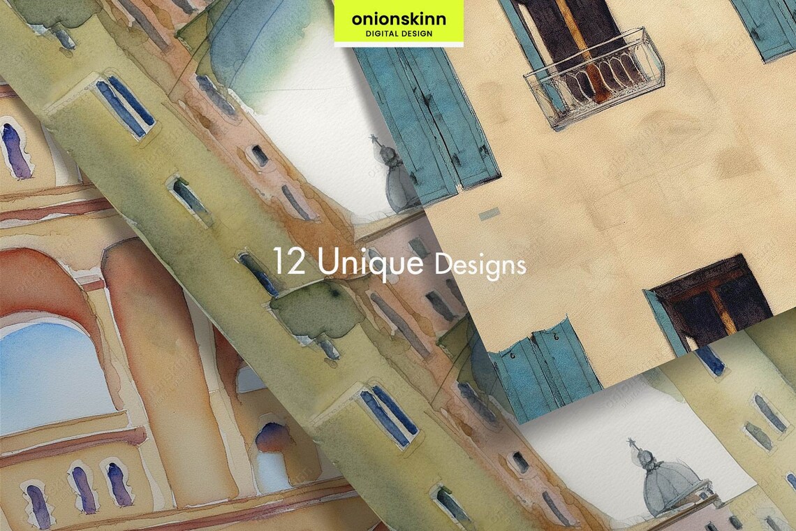 Little Italy DIGITAL SEAMLESS PAPER Retro Building Architecture Travel ...