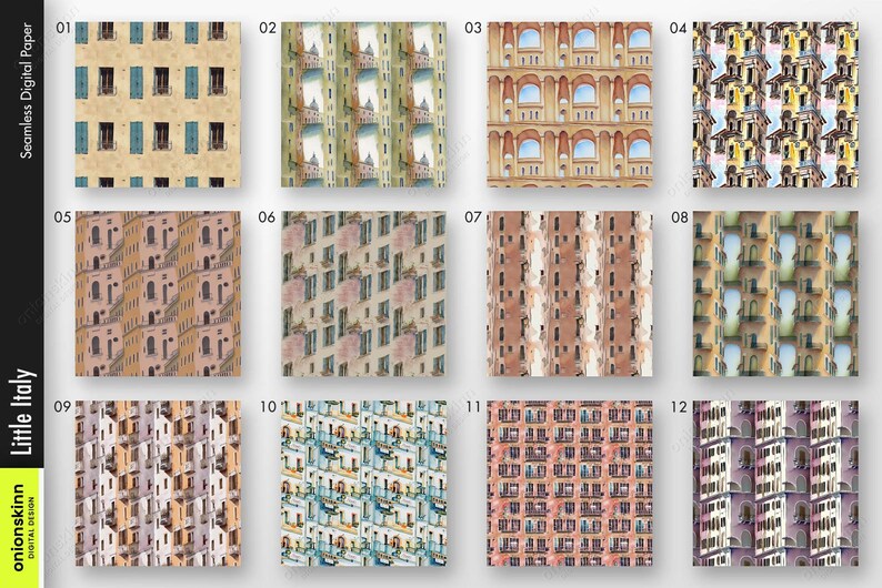 Little Italy DIGITAL SEAMLESS PAPER Retro Building Architecture Travel ...