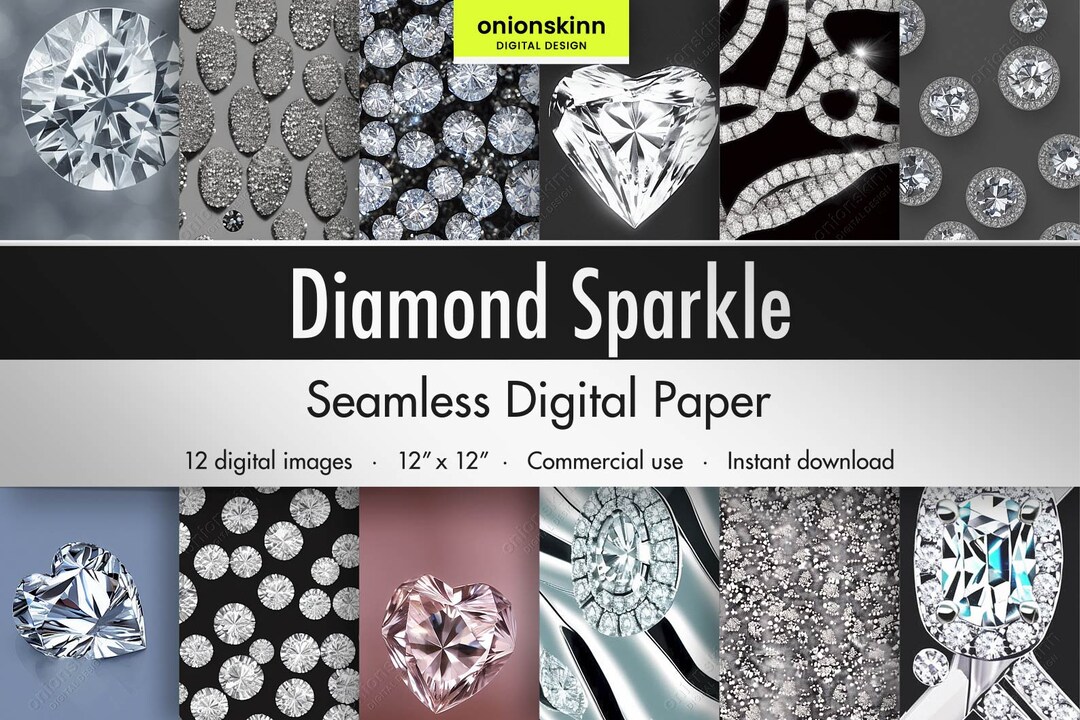 Diamond Sparkle DIGITAL SEAMLESS PAPER Hearts Gemstones Glitter ...