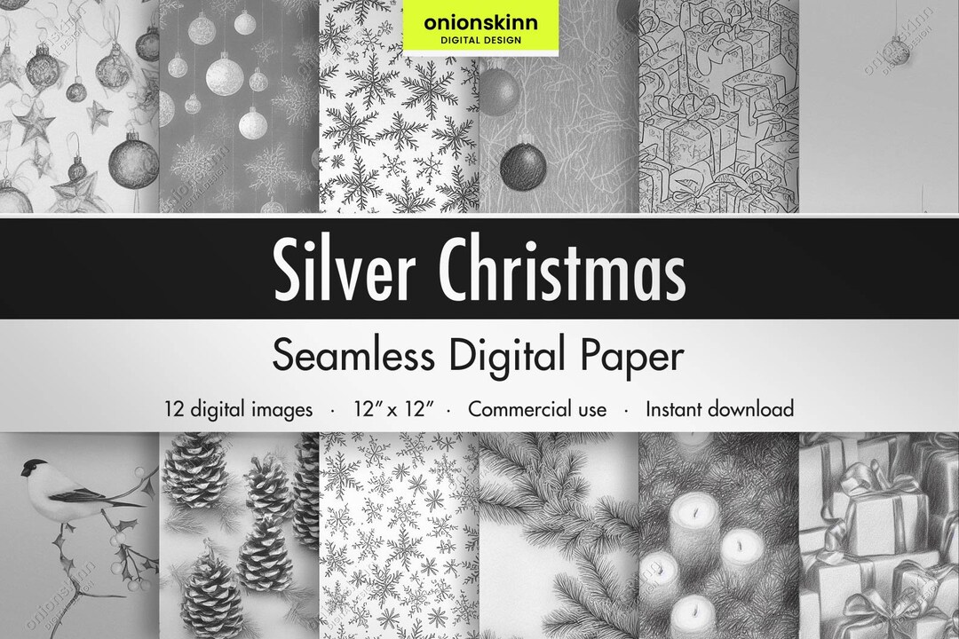 Silver Christmas DIGITAL SEAMLESS PAPER Minimal Pine Cone - Etsy