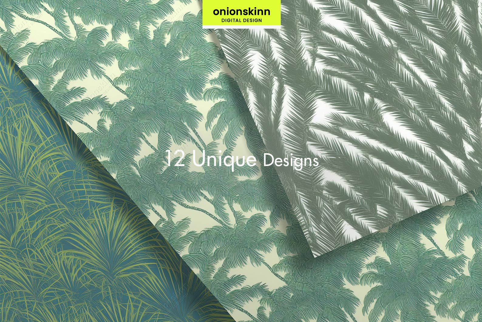 Retro Palms DIGITAL SEAMLESS PAPER Palm Trees Plants Leaves Greenery ...