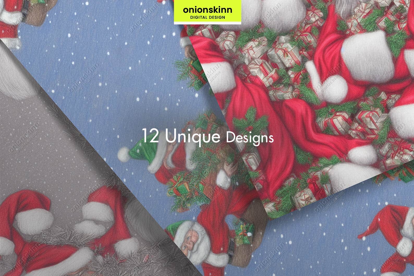 Santa Claus DIGITAL SEAMLESS PAPER Father Christmas Red Whimsical Fun ...