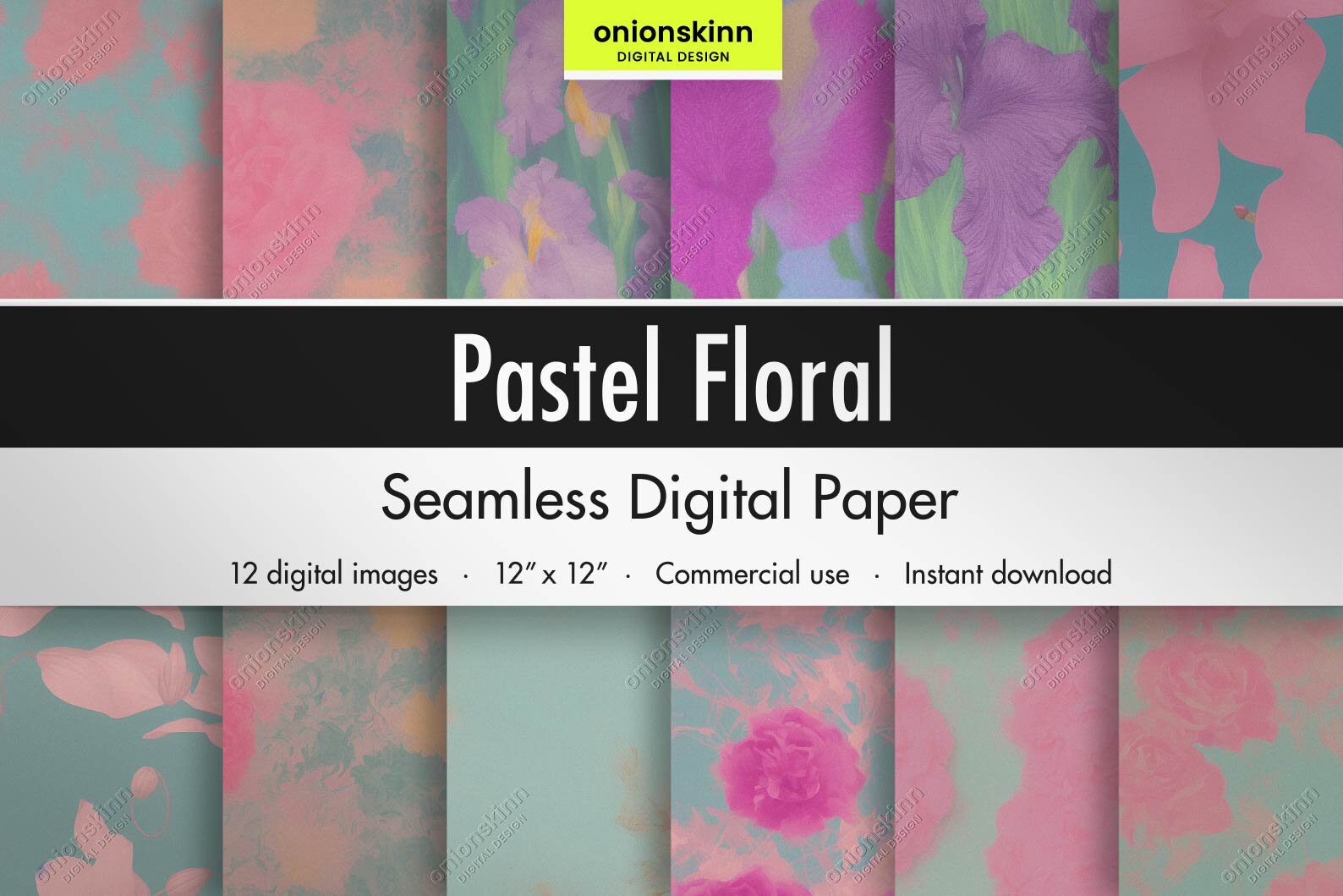 Pastel Floral DIGITAL SEAMLESS PAPER Pink Purple Watercolor Minimal ...
