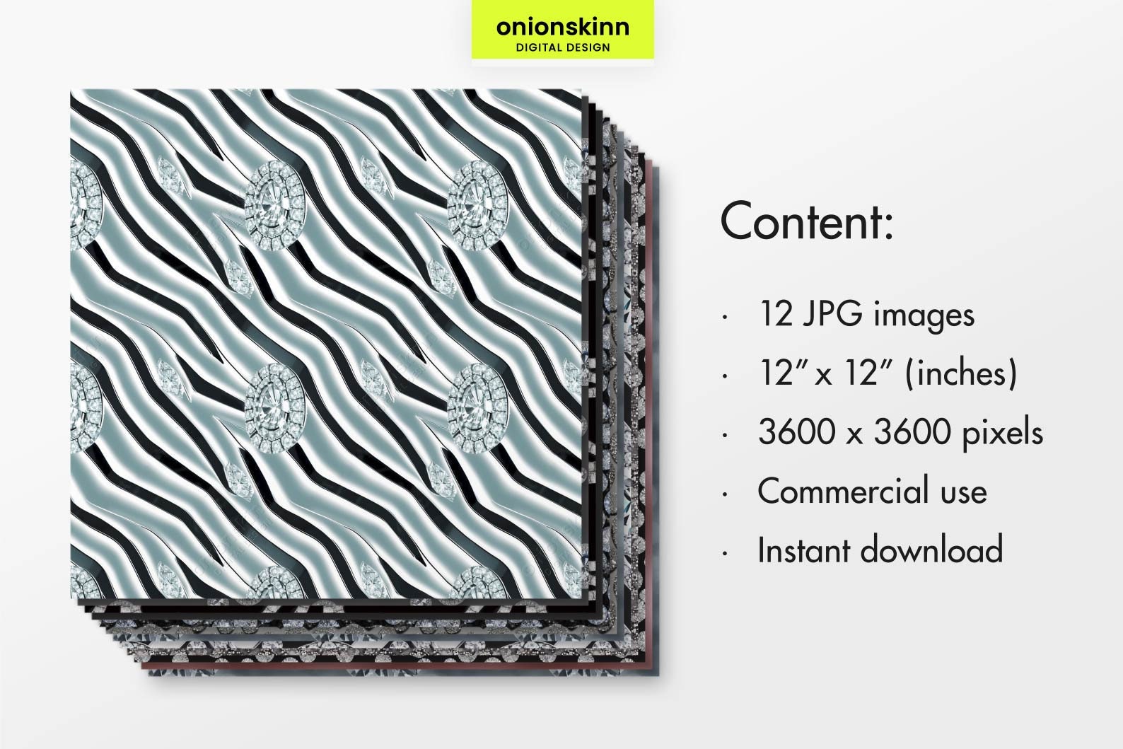 Diamond Sparkle DIGITAL SEAMLESS PAPER Hearts Gemstones Glitter ...