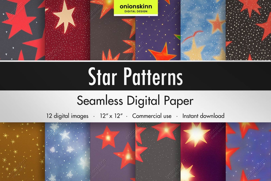 Star Patterns DIGITAL SEAMLESS PAPER Christmas New Year Holiday ...