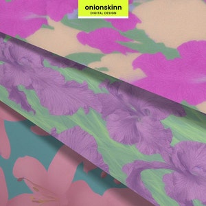 Pastel Floral DIGITAL SEAMLESS PAPER Pink Purple Watercolor Minimal ...