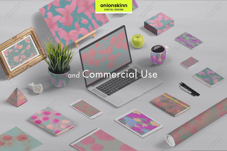 Pastel Floral DIGITAL SEAMLESS PAPER Pink Purple Watercolor Minimal ...