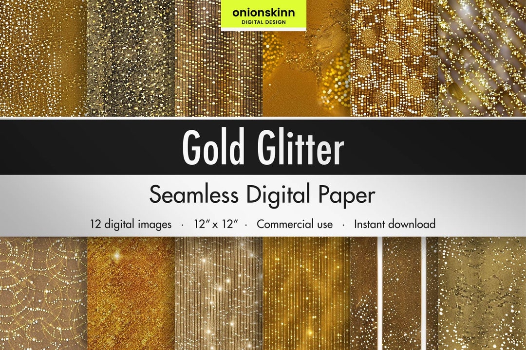 Gold Glitter DIGITAL SEAMLESS PAPER Sparkling Foils Sequins Tinsel ...