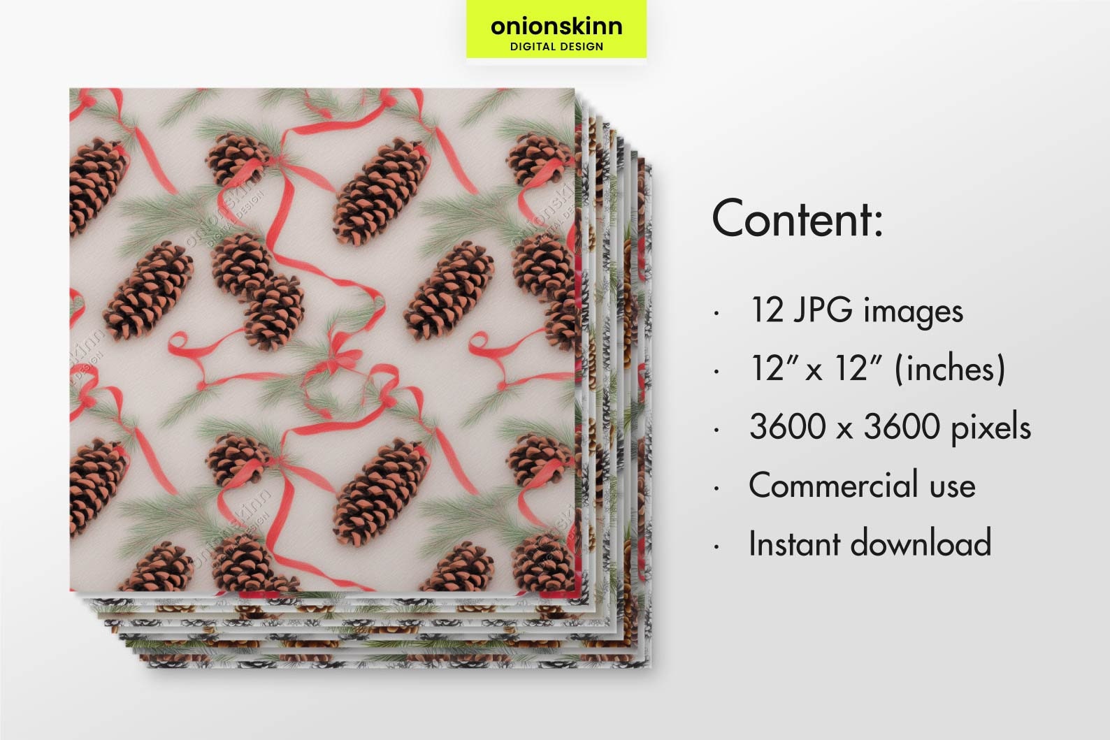 Pine Cone DIGITAL SEAMLESS PAPER Christmas Woodland Winter - Etsy