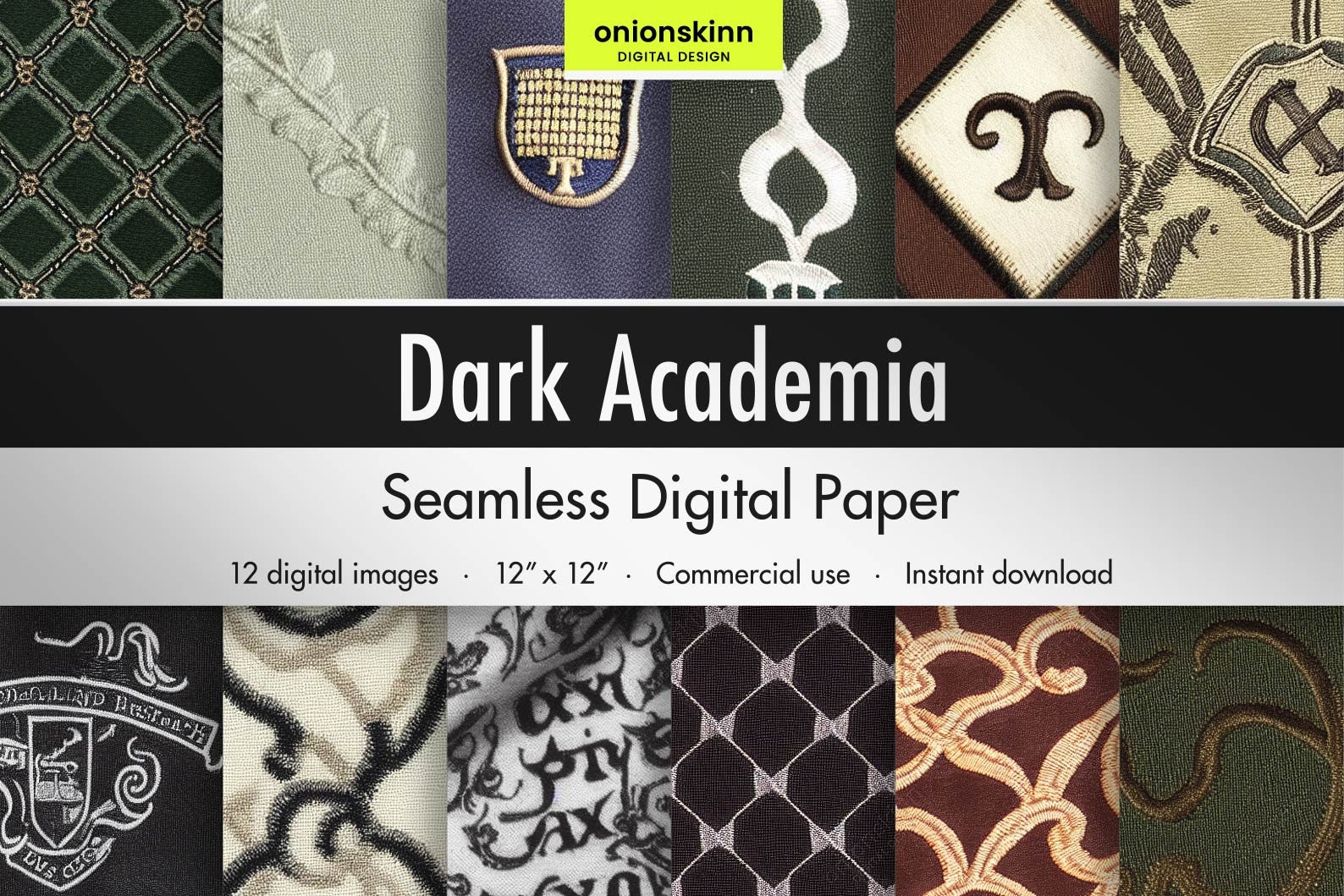 Dark Academia DIGITAL SEAMLESS PAPER Midnight Gothic Vintage Aesthetic ...