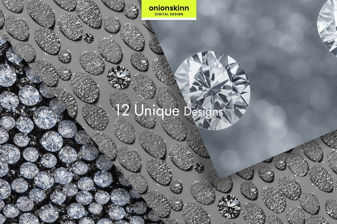 Diamond Sparkle DIGITAL SEAMLESS PAPER Hearts Gemstones Glitter ...