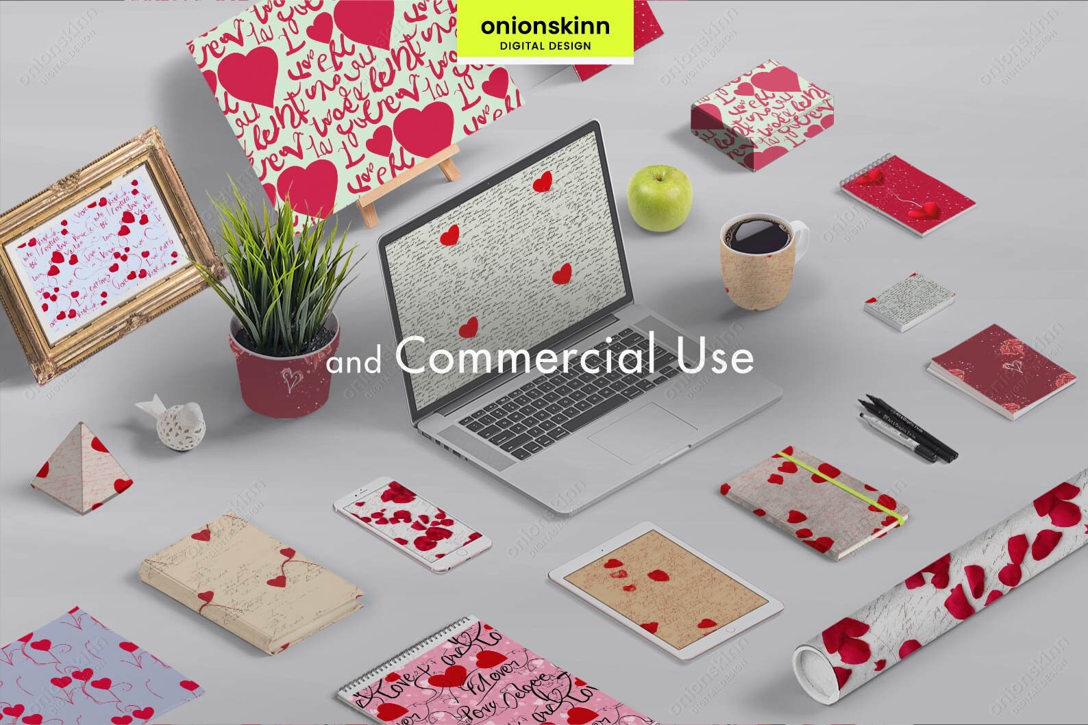 Love Letter DIGITAL SEAMLESS PAPER Romantic Hearts Words Retro Poem ...