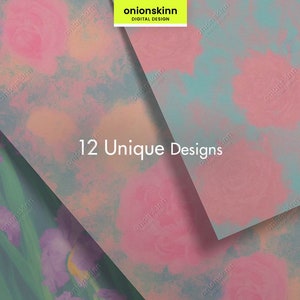 Pastel Floral DIGITAL SEAMLESS PAPER Pink Purple Watercolor Minimal ...